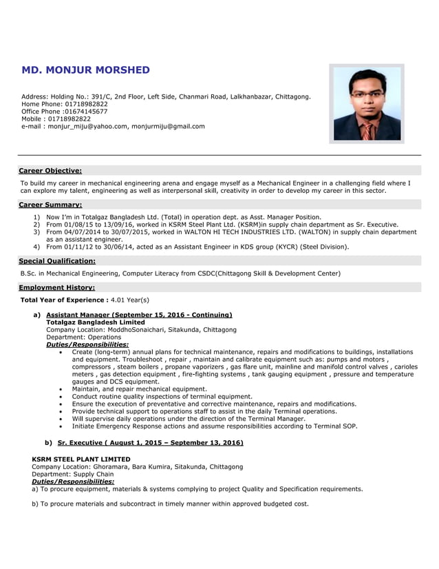 Md._Monjur_Morshed_CV | PDF