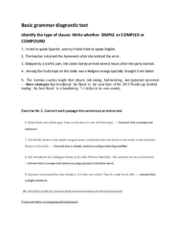 Basic grammar diagnostic test