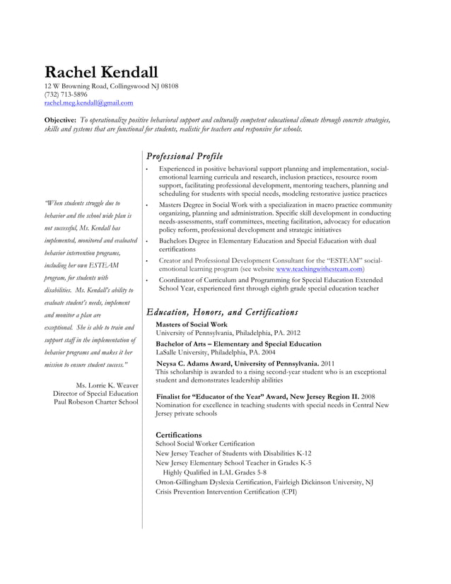 RESUME - Rachel Kendall - May 2015 | PDF