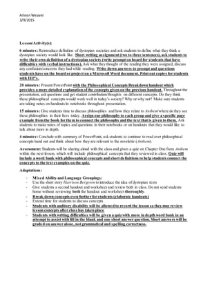 Anthem Philosophical Concepts Lesson Plan - Adapted | DOCX