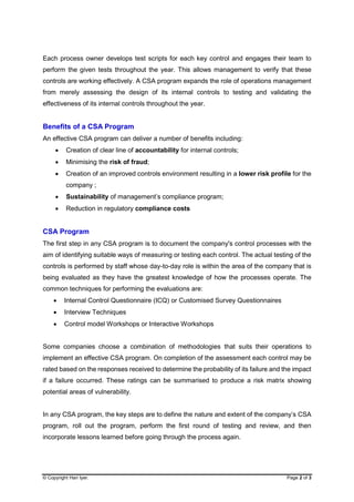 Control Self-Assessment article | PDF | Business | Business and Finance