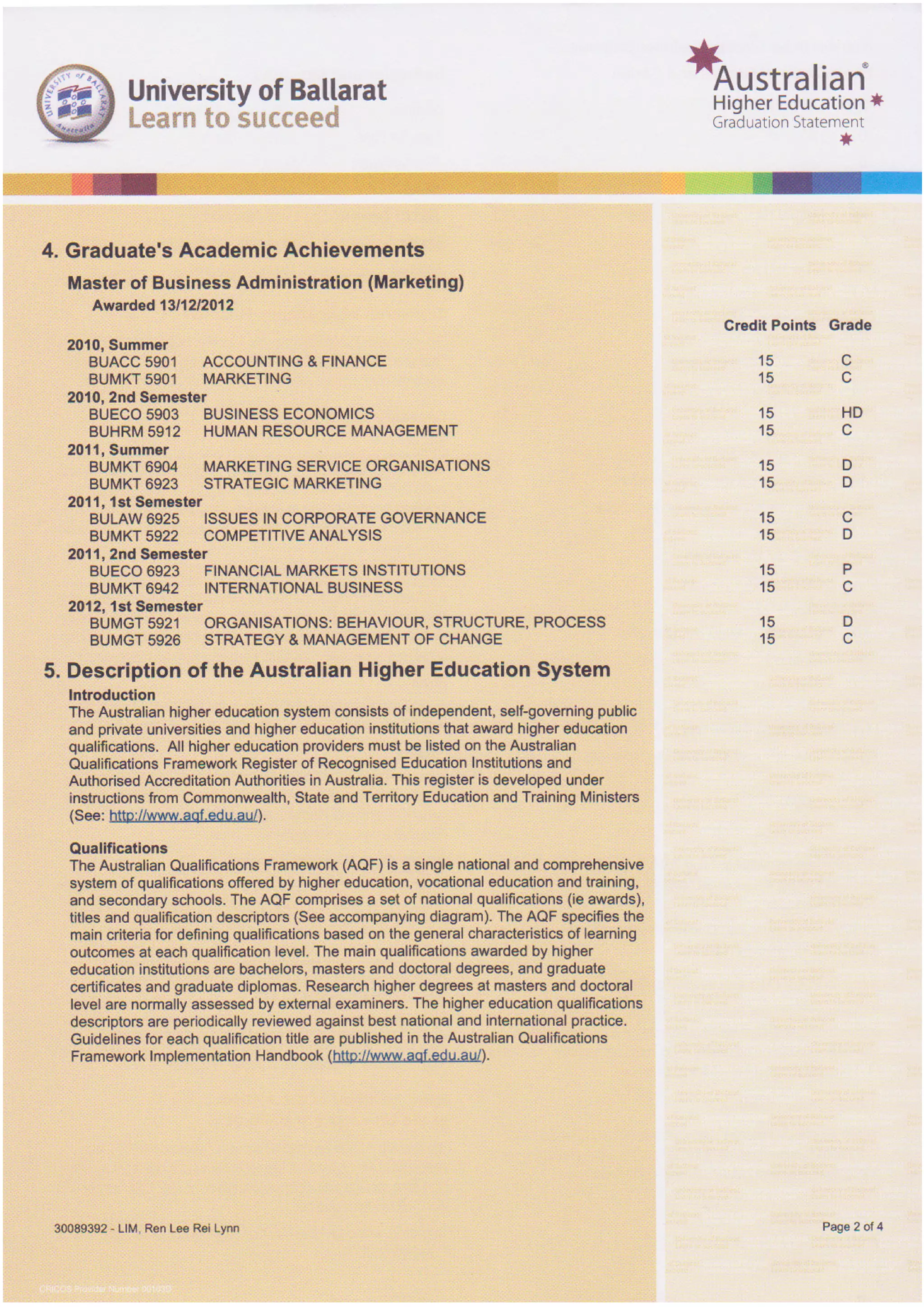 MBA Degree copy, transcripts | PDF