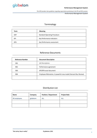 SOP - GlobeTOM Performance Management system Final | PDF