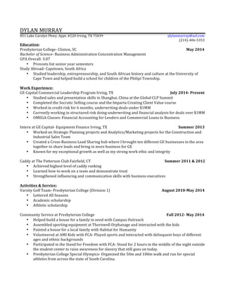 Dylan Murray resume 2015 | PDF
