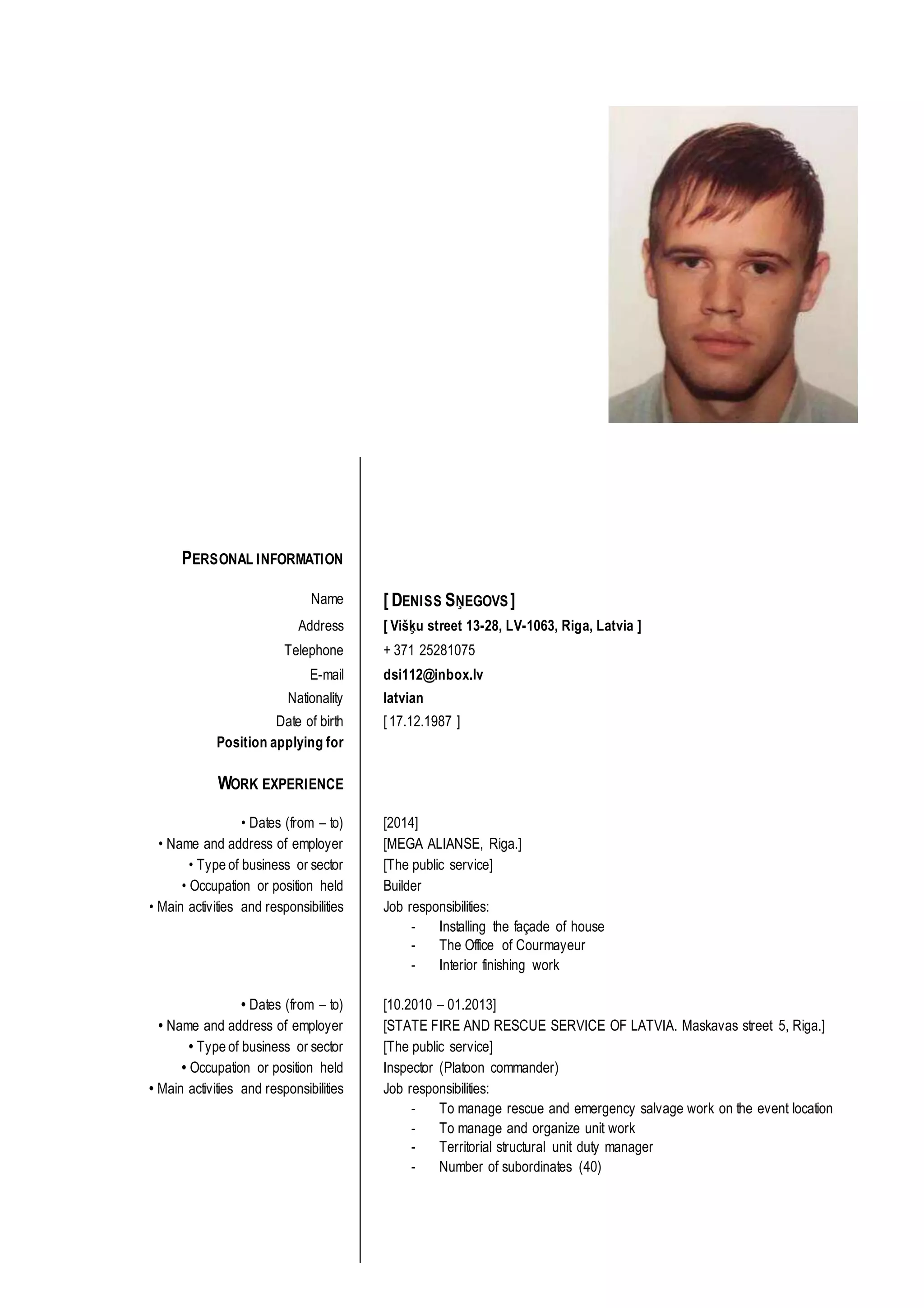 Personal information | DOCX | Resume Writing and Advice | Job Search