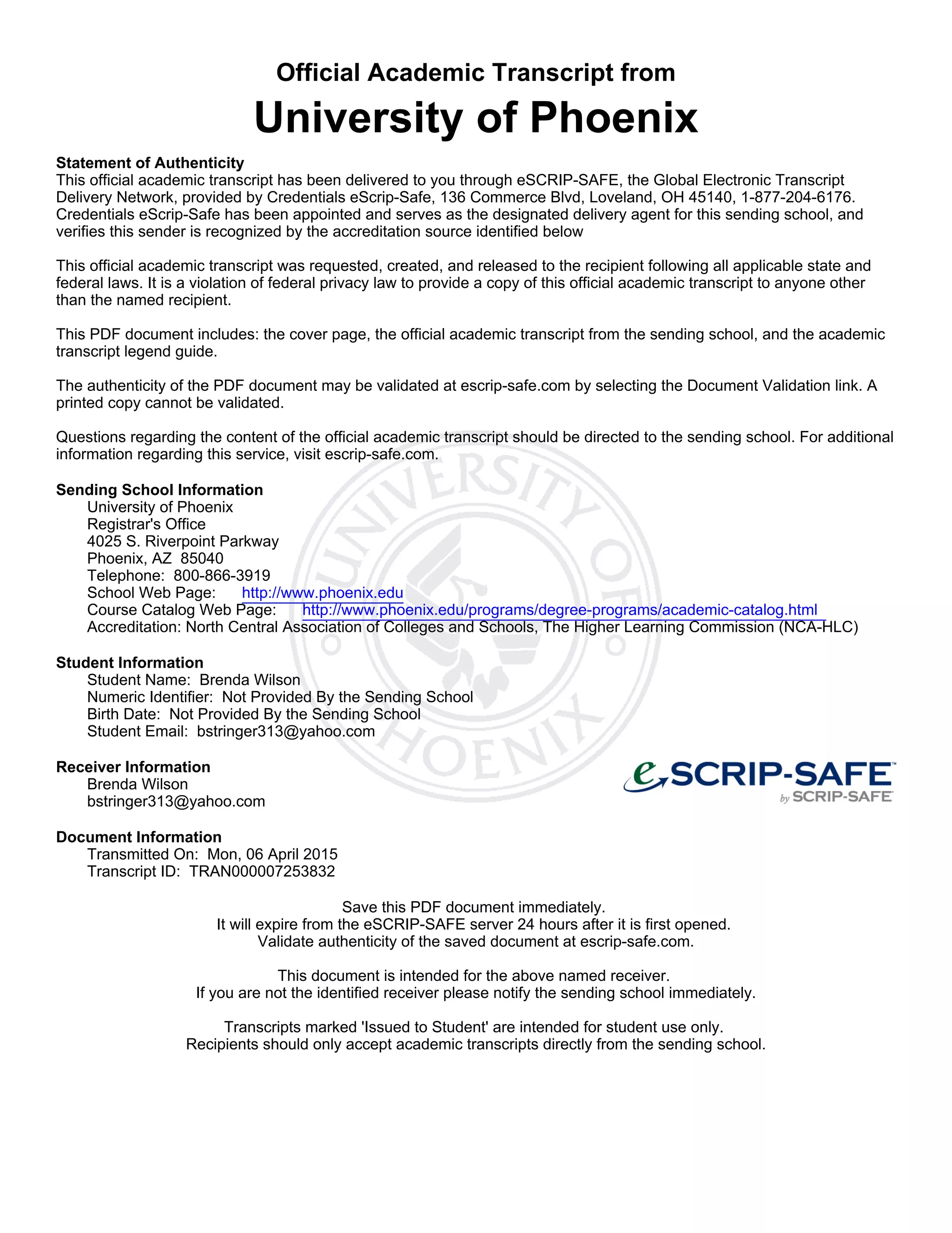 completed-transcript-7253832 | PDF | College Education | Education