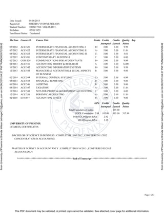 completed-transcript-7253832 | PDF | College Education | Education