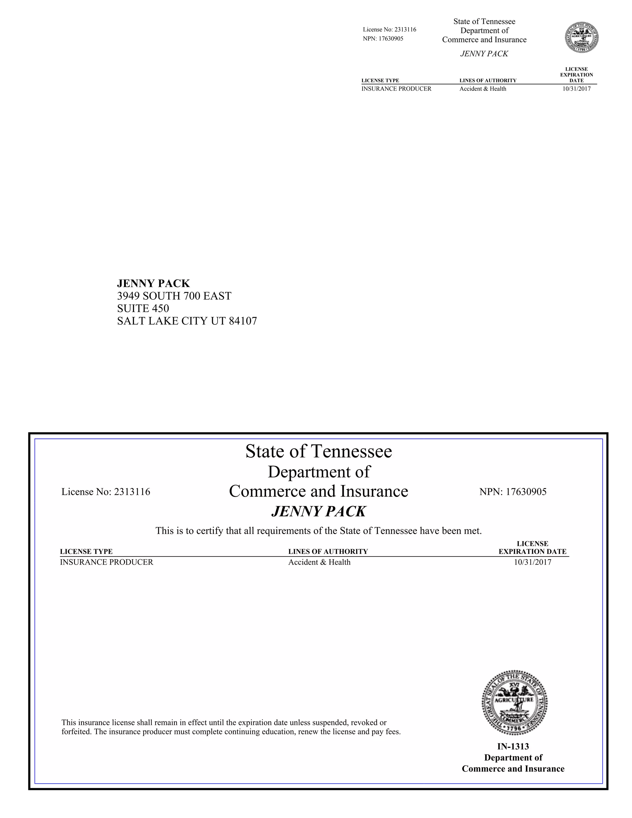 Tennessee License | PDF