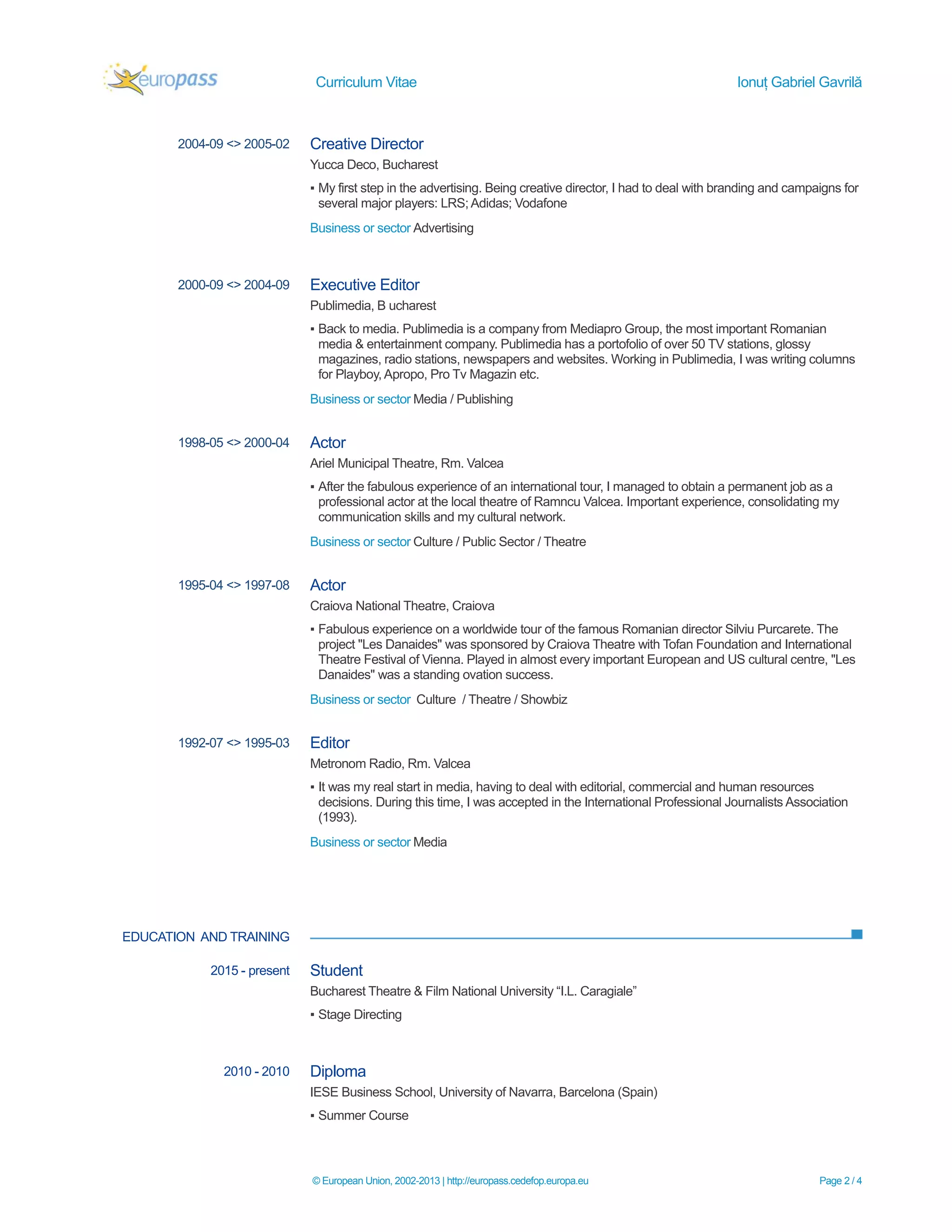 IONUT GABRIEL GAVRILA_CV_EN_EUROPASS | PDF