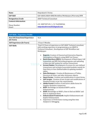 Omprakash_ABAP_Resume | PDF