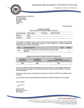 BMT College - Project Management | PDF