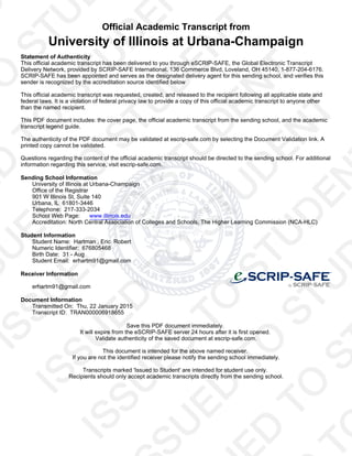 U of I Official Transcript escrip safe | PDF