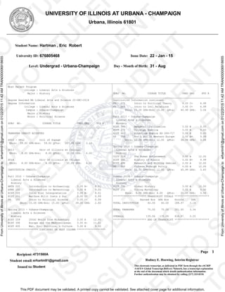 U of I Official Transcript escrip safe | PDF