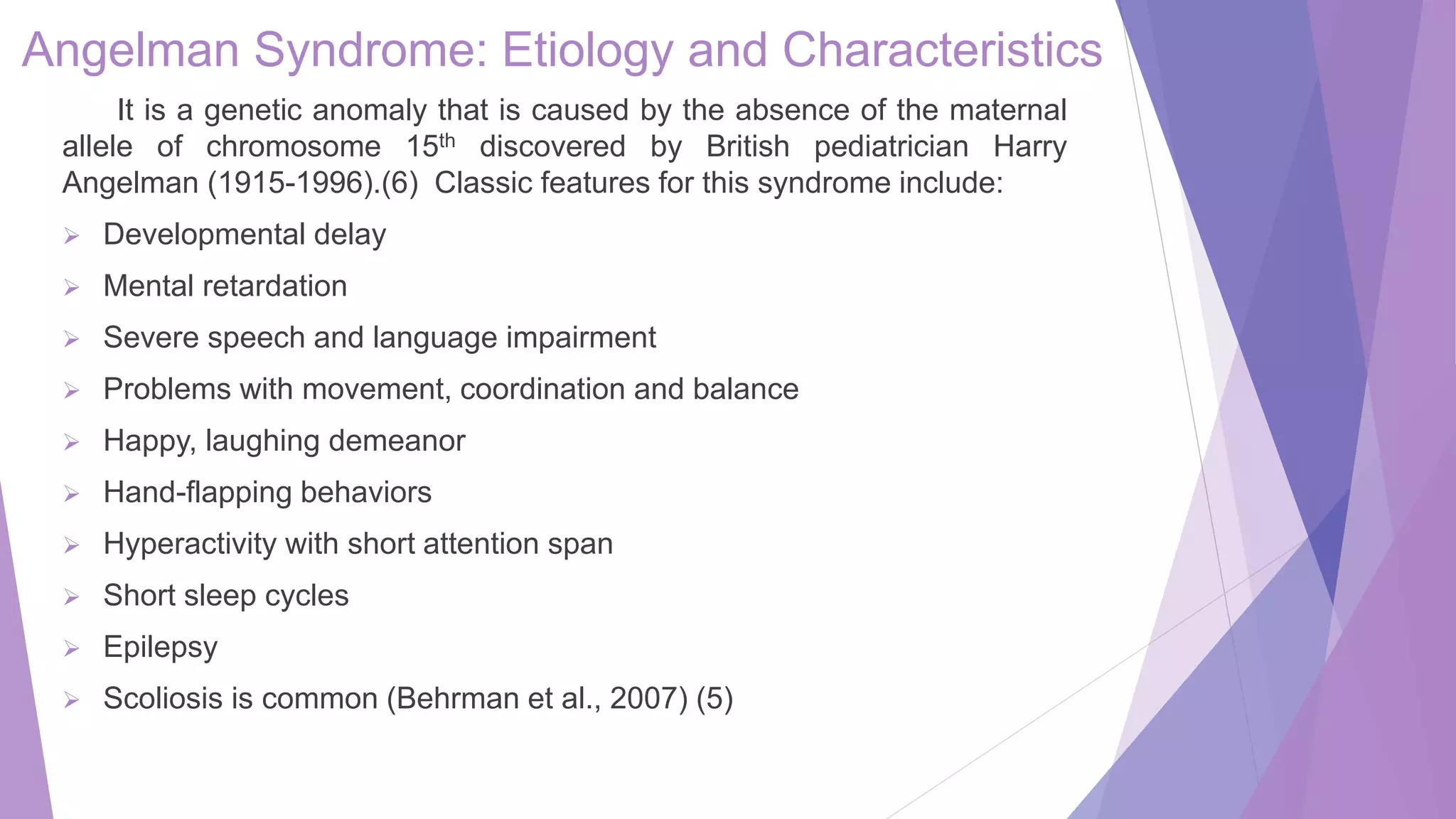 ANGELMAN SYNDROME | PPTX | Brain and Nervous System Disorders ...