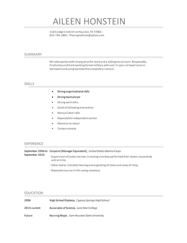 Aileen Honstein resume | DOCX