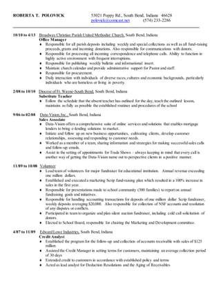 Roberta Polovick Resume | DOCX | Business Administration | Business