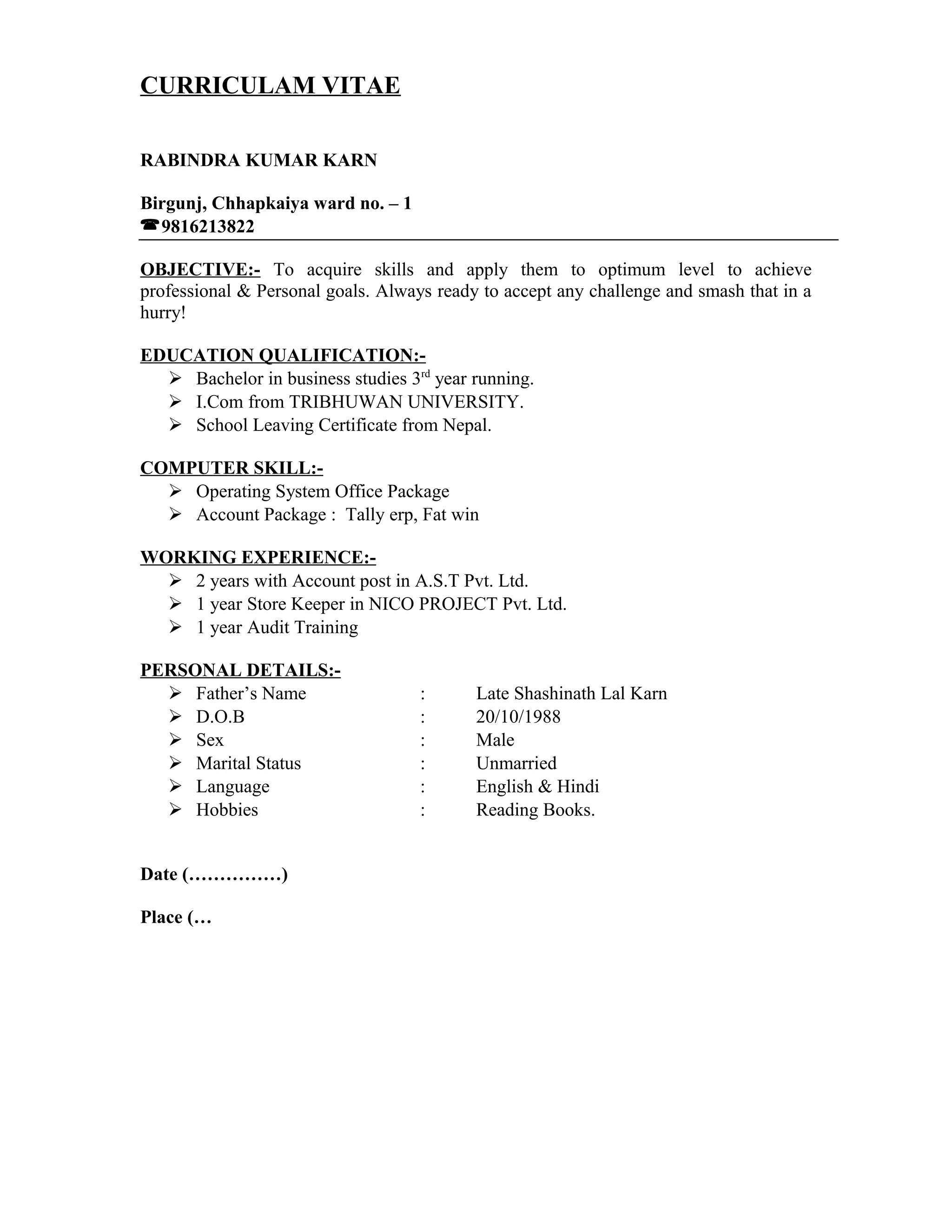 CURRICULAM VITAE | DOC