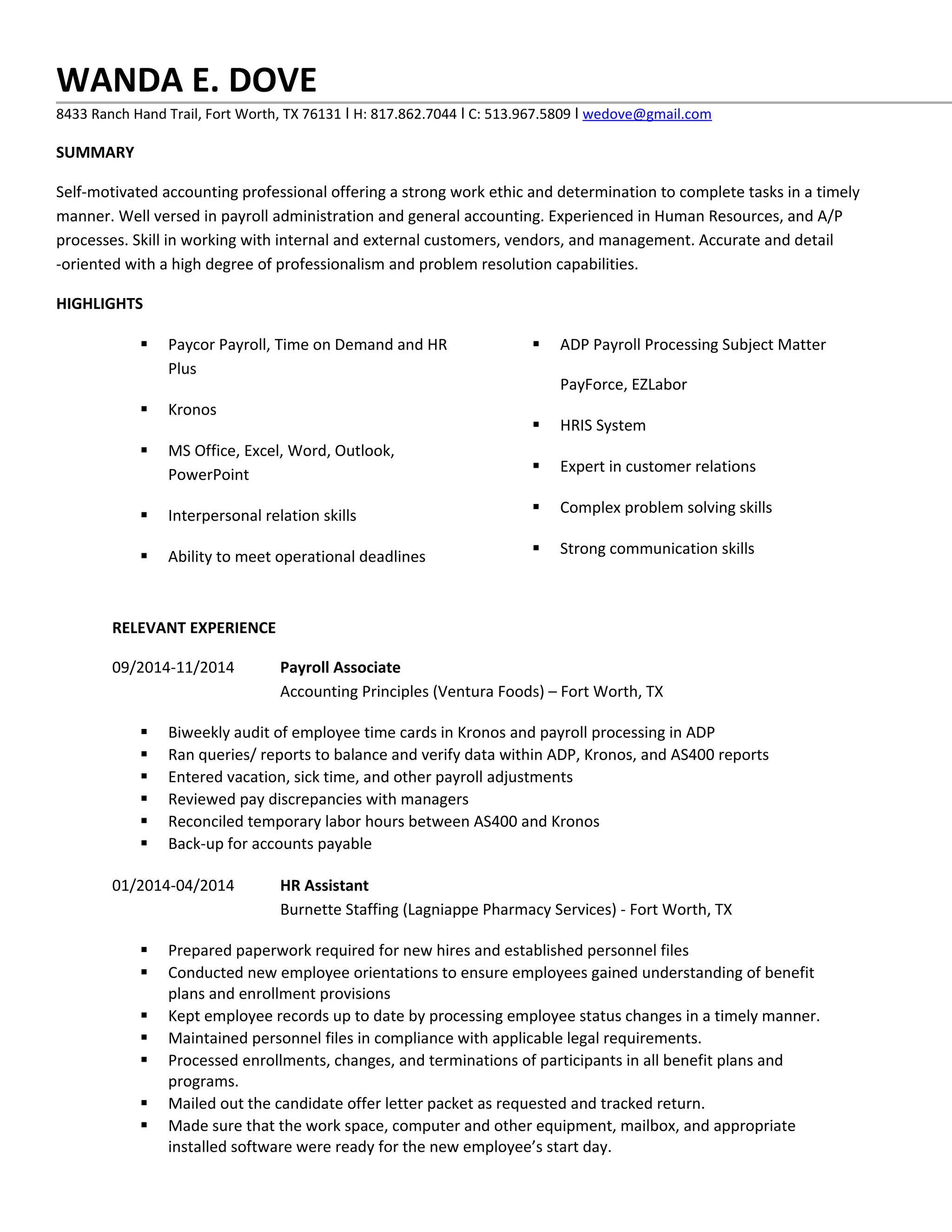 Wanda E. Dove Resume 12-14 | DOC