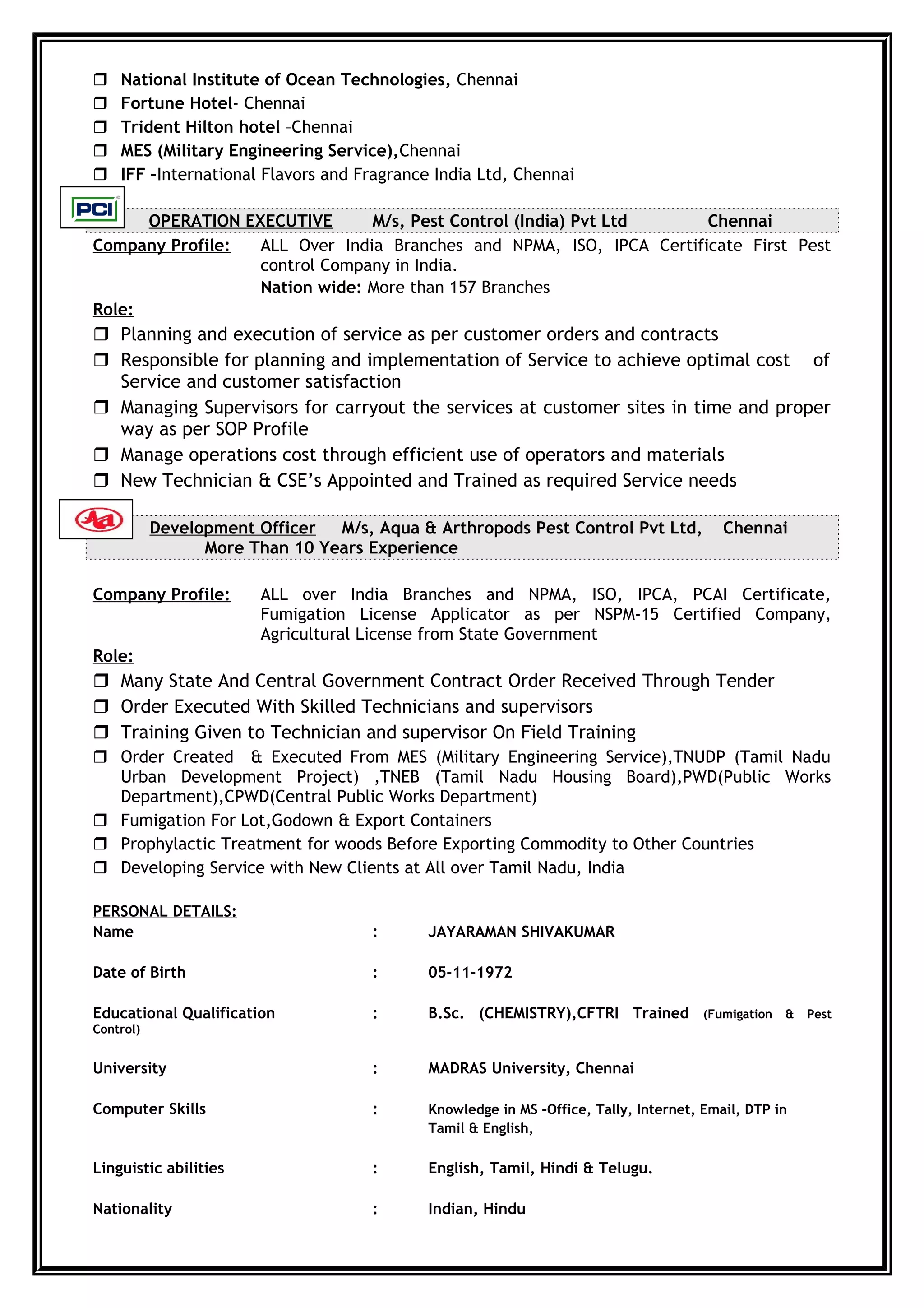 Pest & Fumi-(Shiva Resume) | DOC