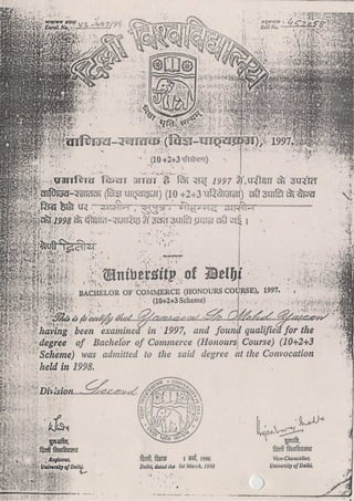 Bachelor of Commerce (B.Com) Certificate | PDF