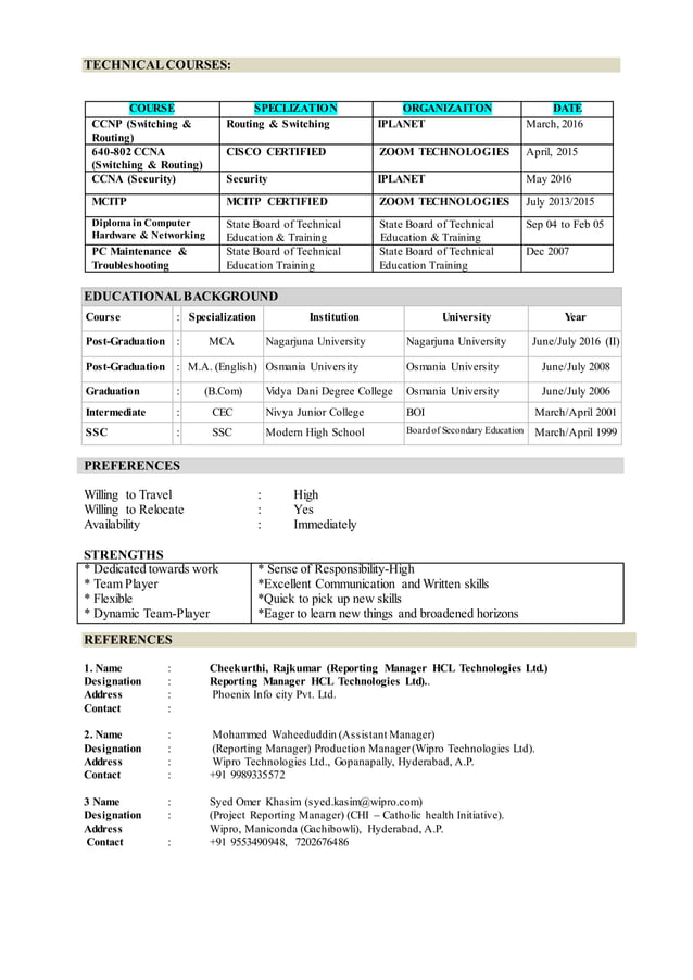 Network Engineer (Switching & Routing) | DOCX