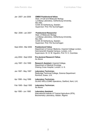 CURRICULUM VITAE-JP Alao | DOC | Genetics | Science
