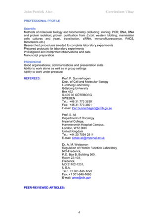 CURRICULUM VITAE-JP Alao | DOC | Genetics | Science