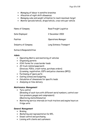 QM -CV (Autosaved) | DOC | Logistics and Transportation Industry | Industries