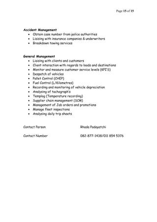 QM -CV (Autosaved) | DOC | Logistics and Transportation Industry | Industries