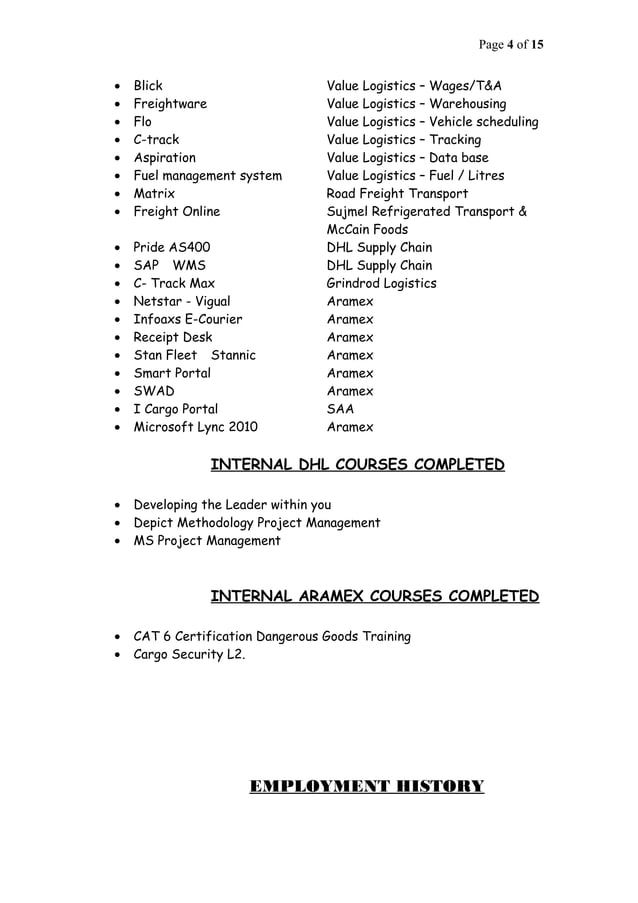 QM -CV (Autosaved) | DOC | Logistics and Transportation Industry | Industries