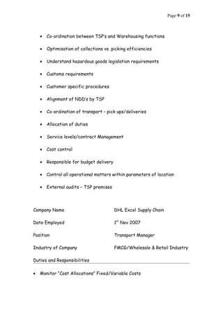 QM -CV (Autosaved) | DOC | Logistics and Transportation Industry | Industries