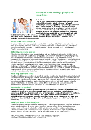 Bezkrevní léčba omezuje pooperační komplikace | PDF