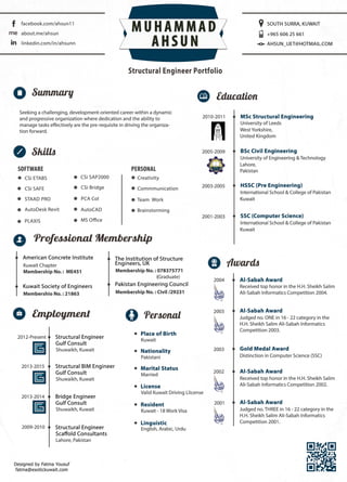 Portfolio | Resume Structural Engineer | Civil Design Engineer | PDF