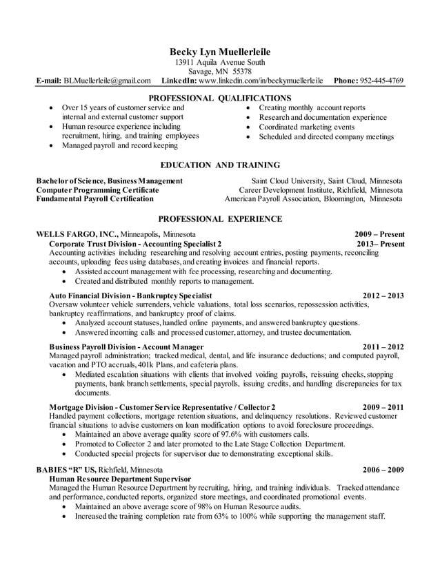 Becky Muellerleile Resume | DOCX