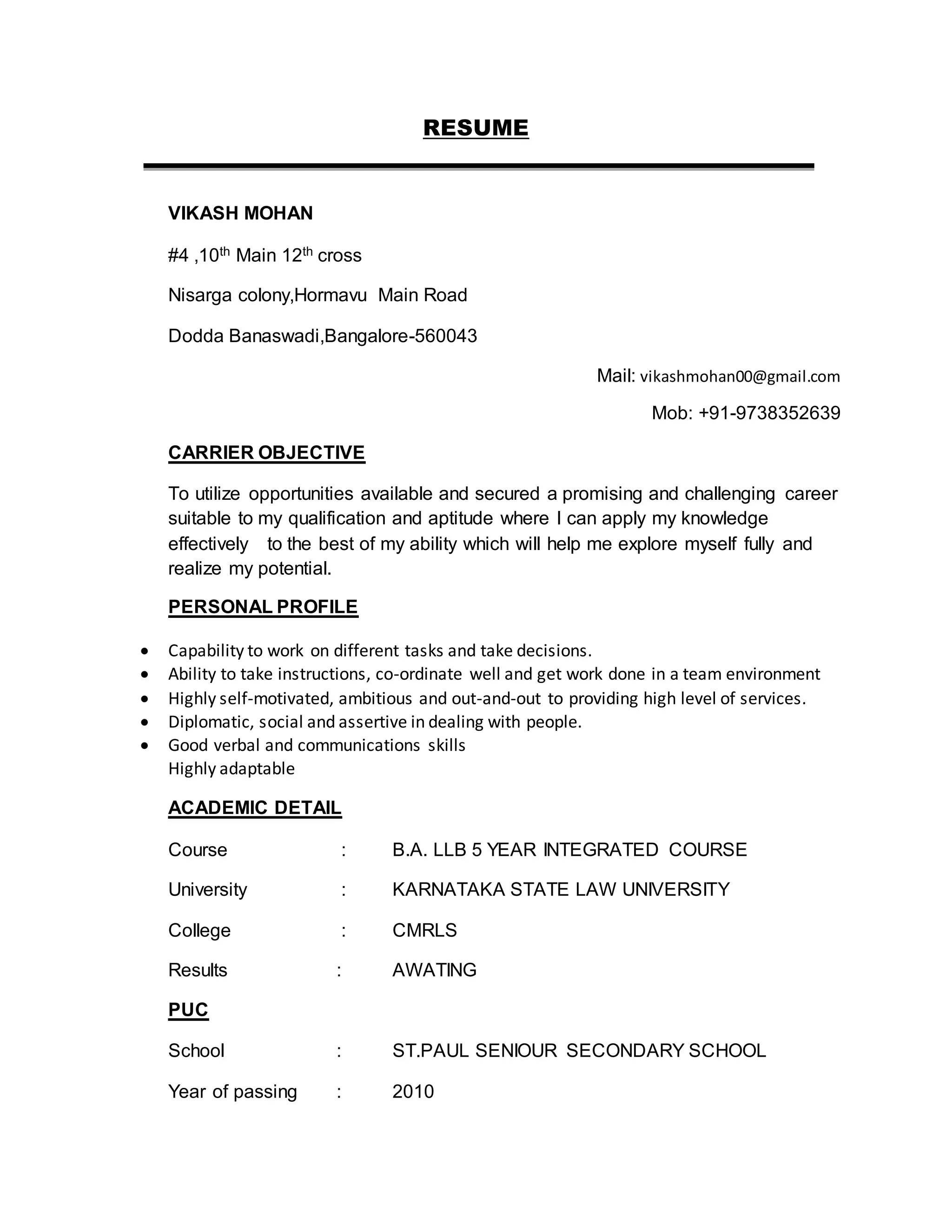 vikash resume | DOCX