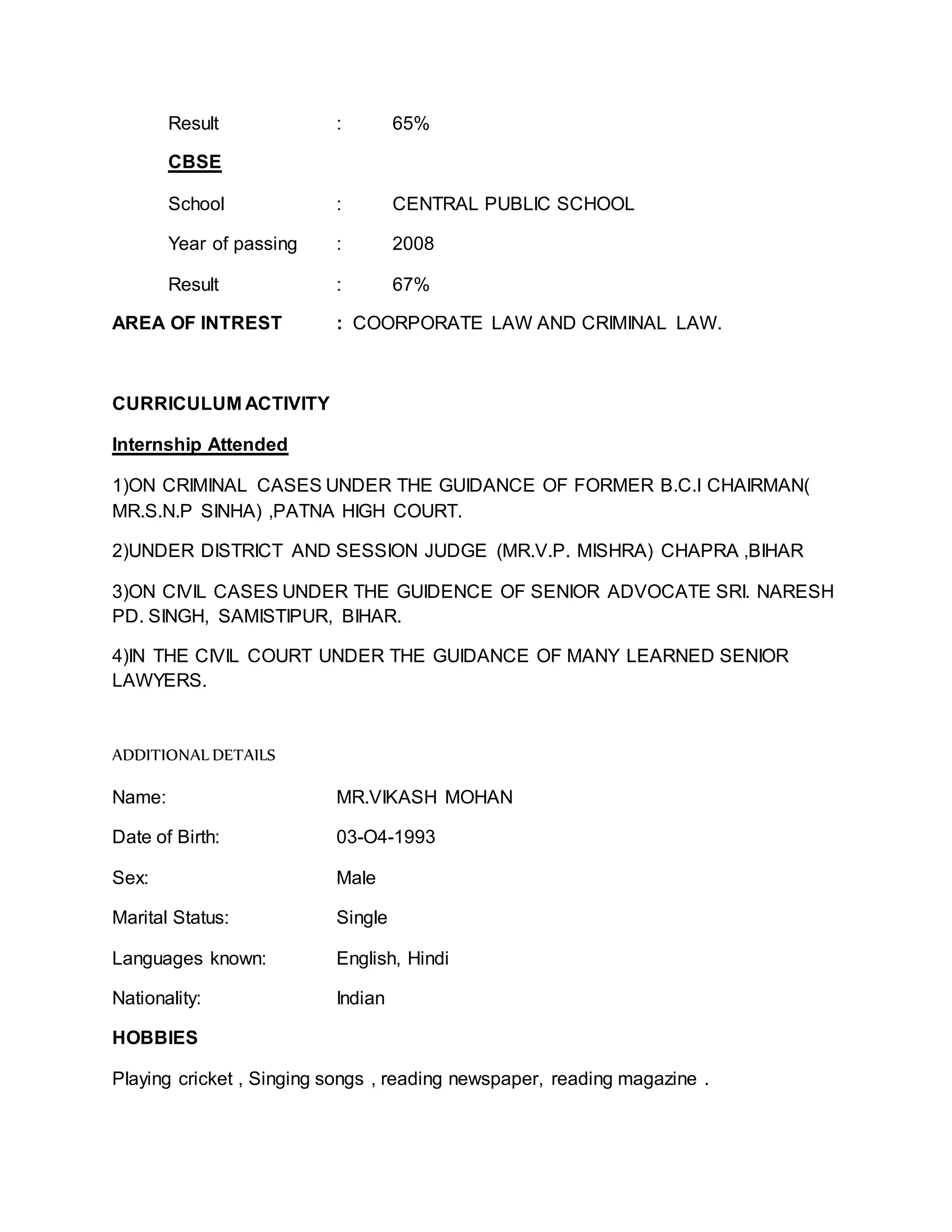 vikash resume | DOCX