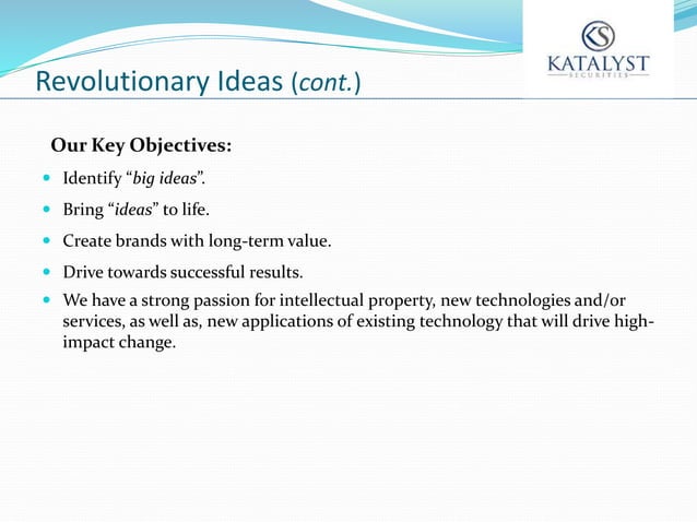 Katalyst Presentation-Financing the Futurs | PPT