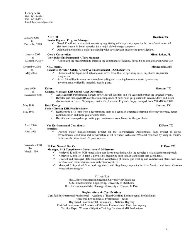 Henry_Van__Resume_a_2016 | PDF | Environmental Services Industry ...