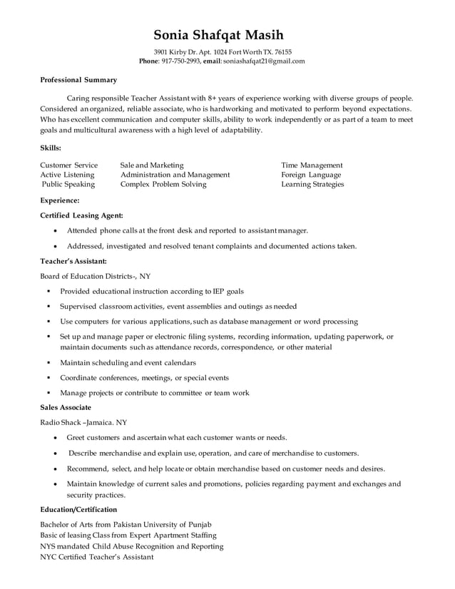 Sonia Resume | DOCX | Professional School | Postgraduate Education