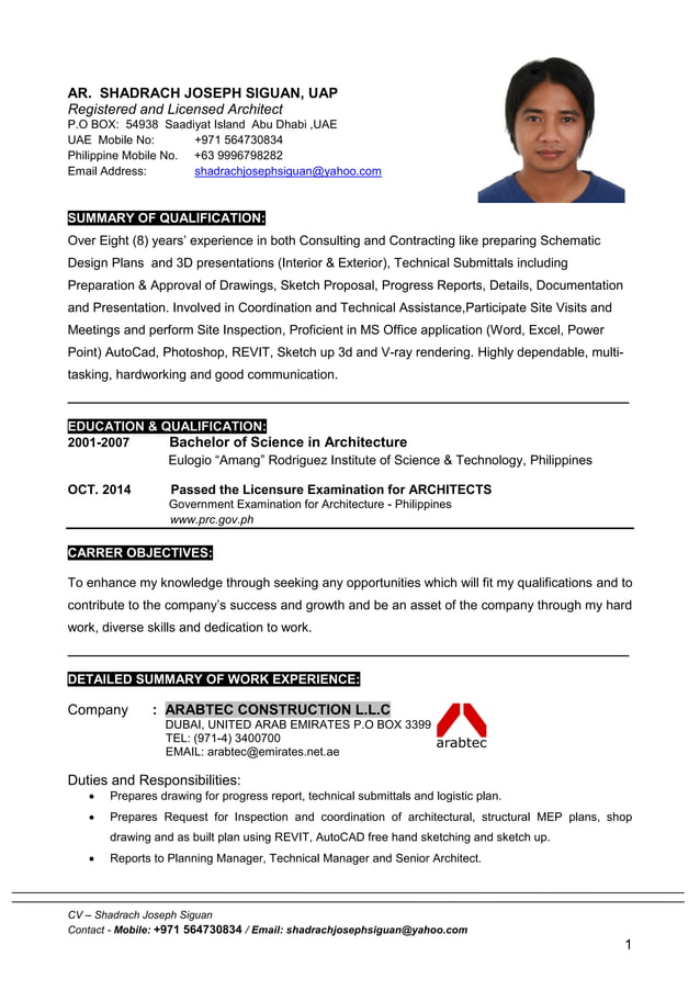 ARCHT JOSEPH CV architect2016 | PDF