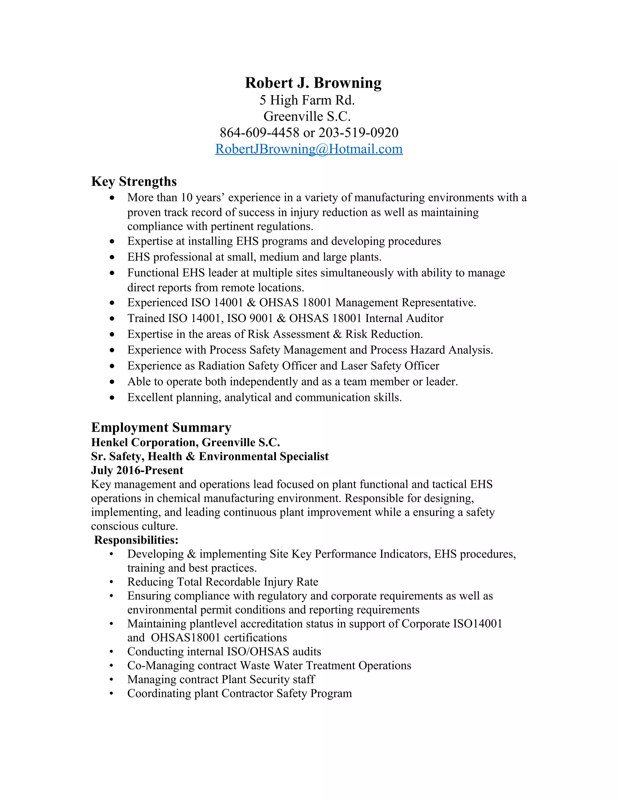 Bob Browning Resume | PDF