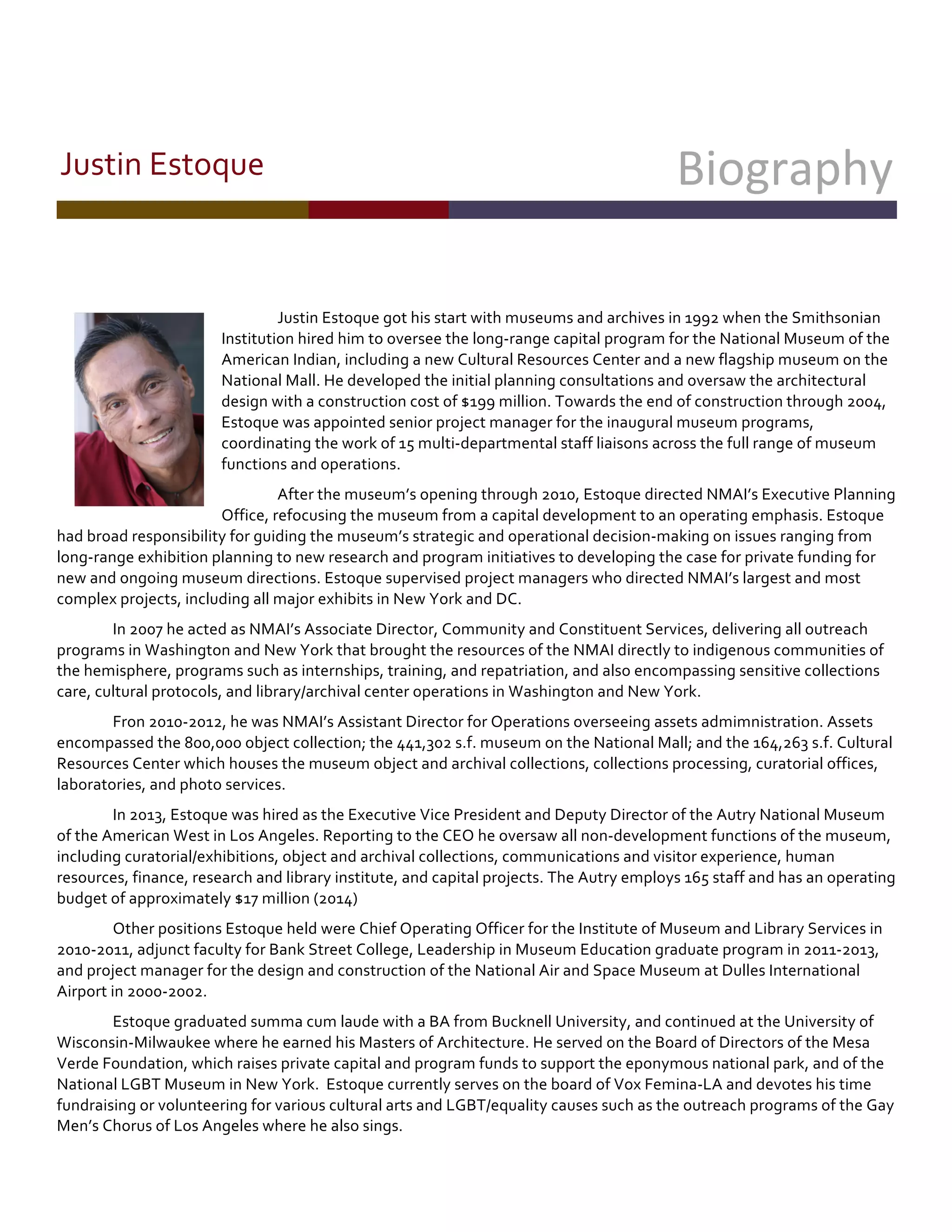 012517 short bio museum-archive | PDF