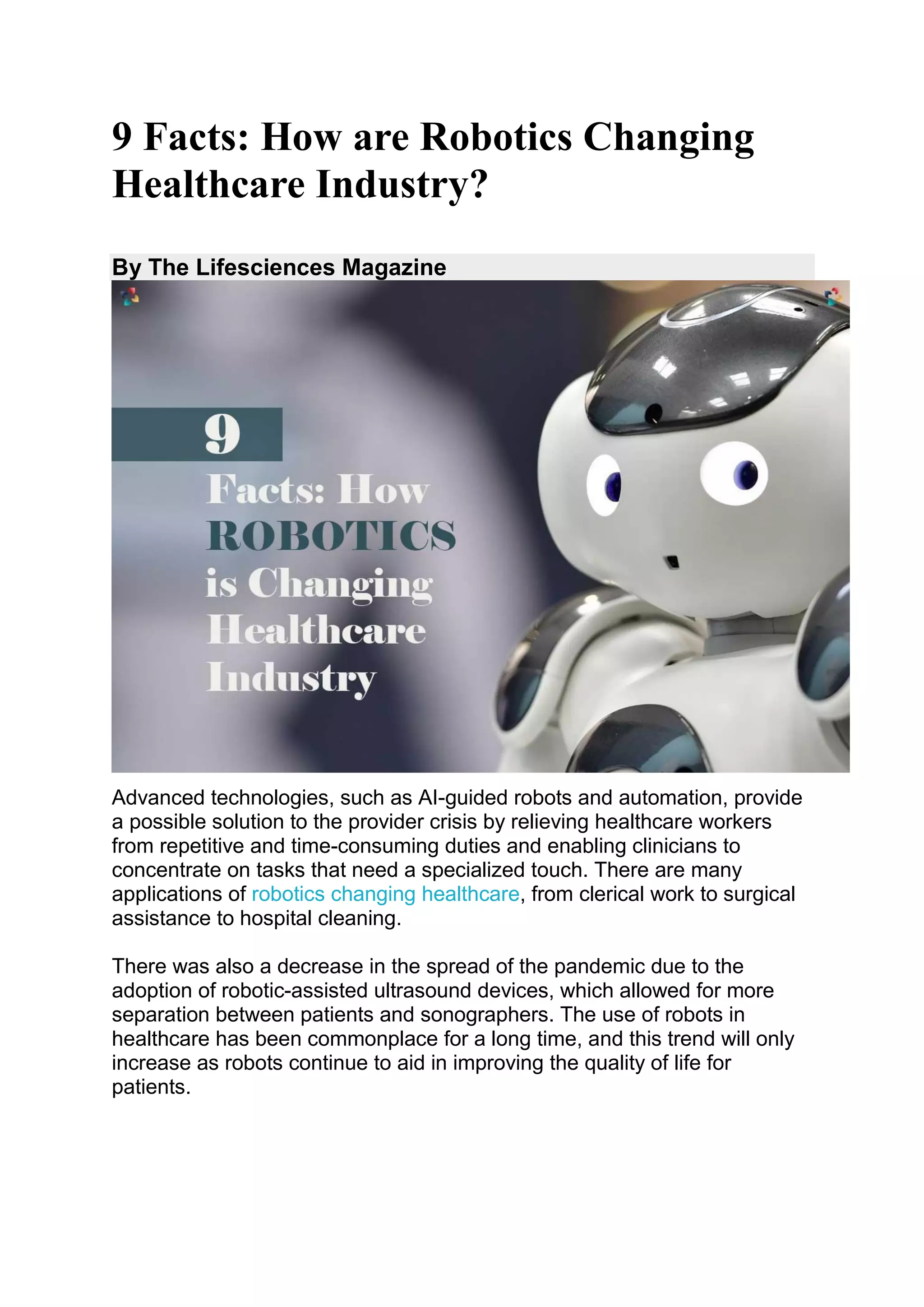 The History Of Robots In Healthcare [Infographic] – ARJF