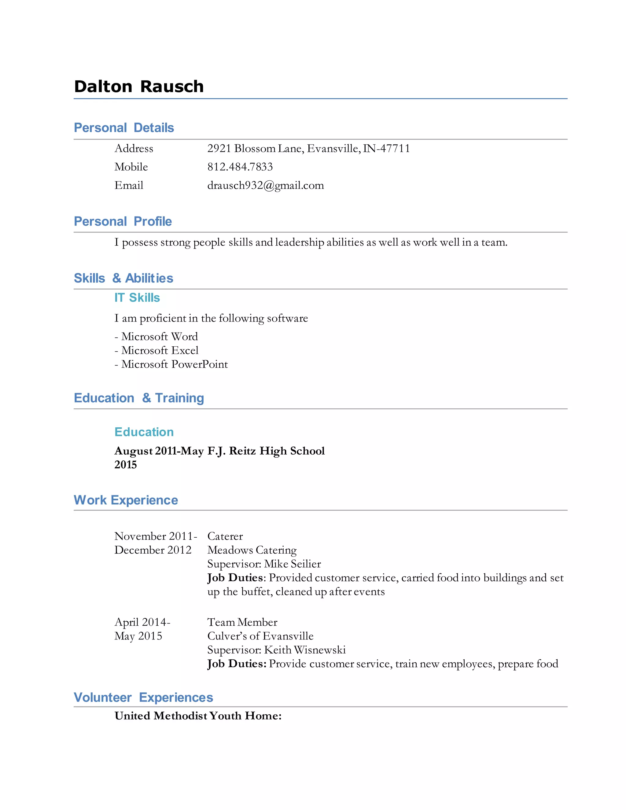 Dalton's Resume | PDF