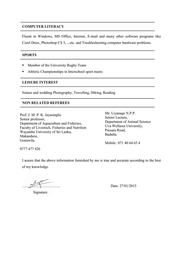 CV Sameera | PDF | Agriculture | Industries