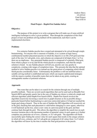 Andrew Daws - Final Project Report | PDF