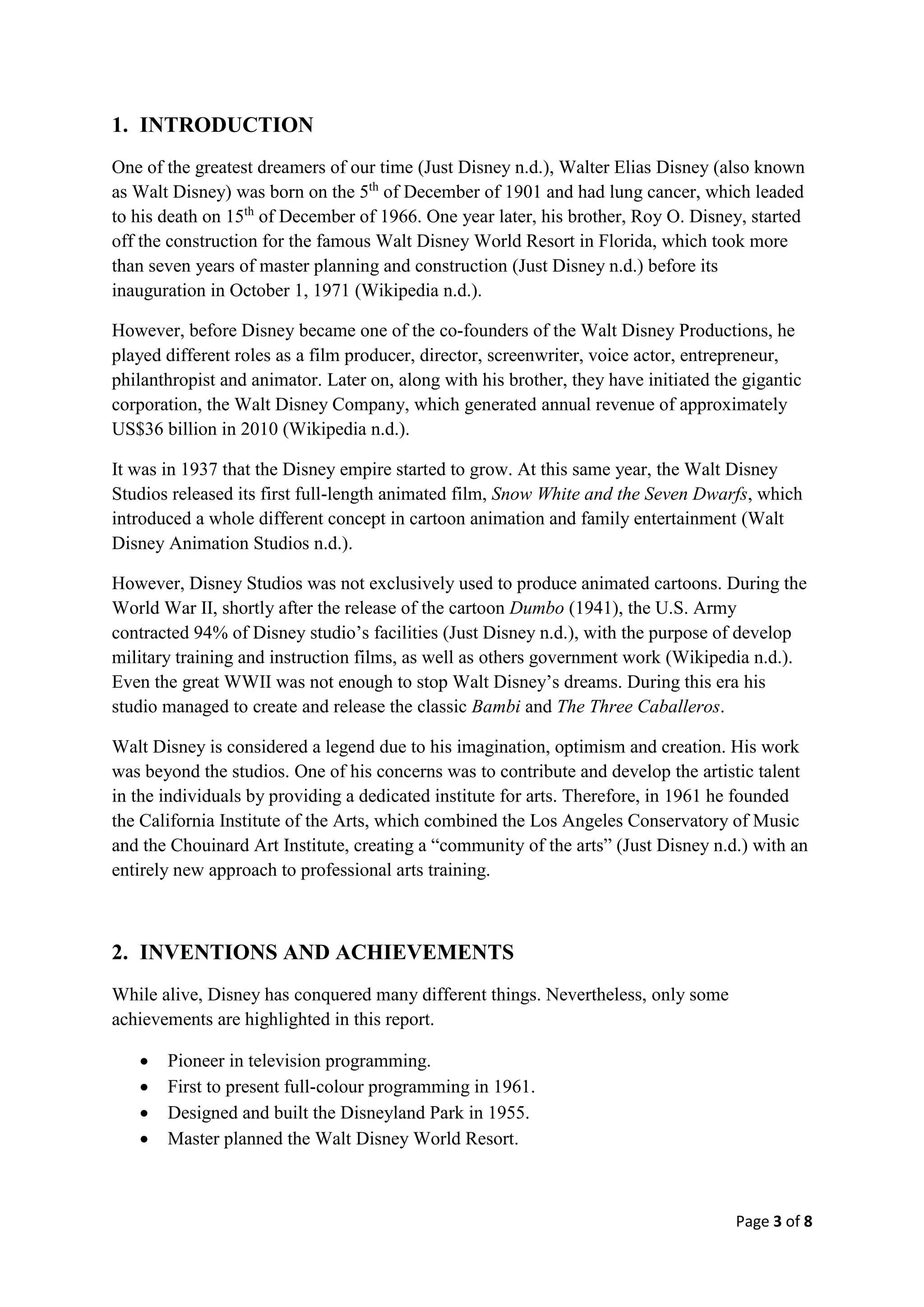 Walt Disney_report | PDF