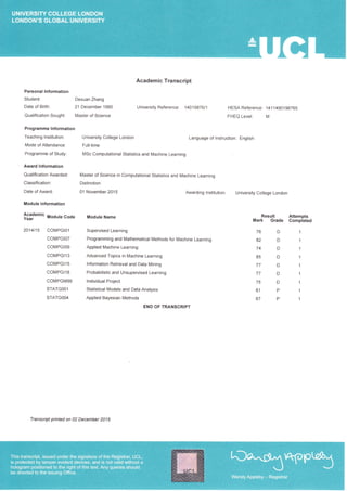 Master Transcript | PDF