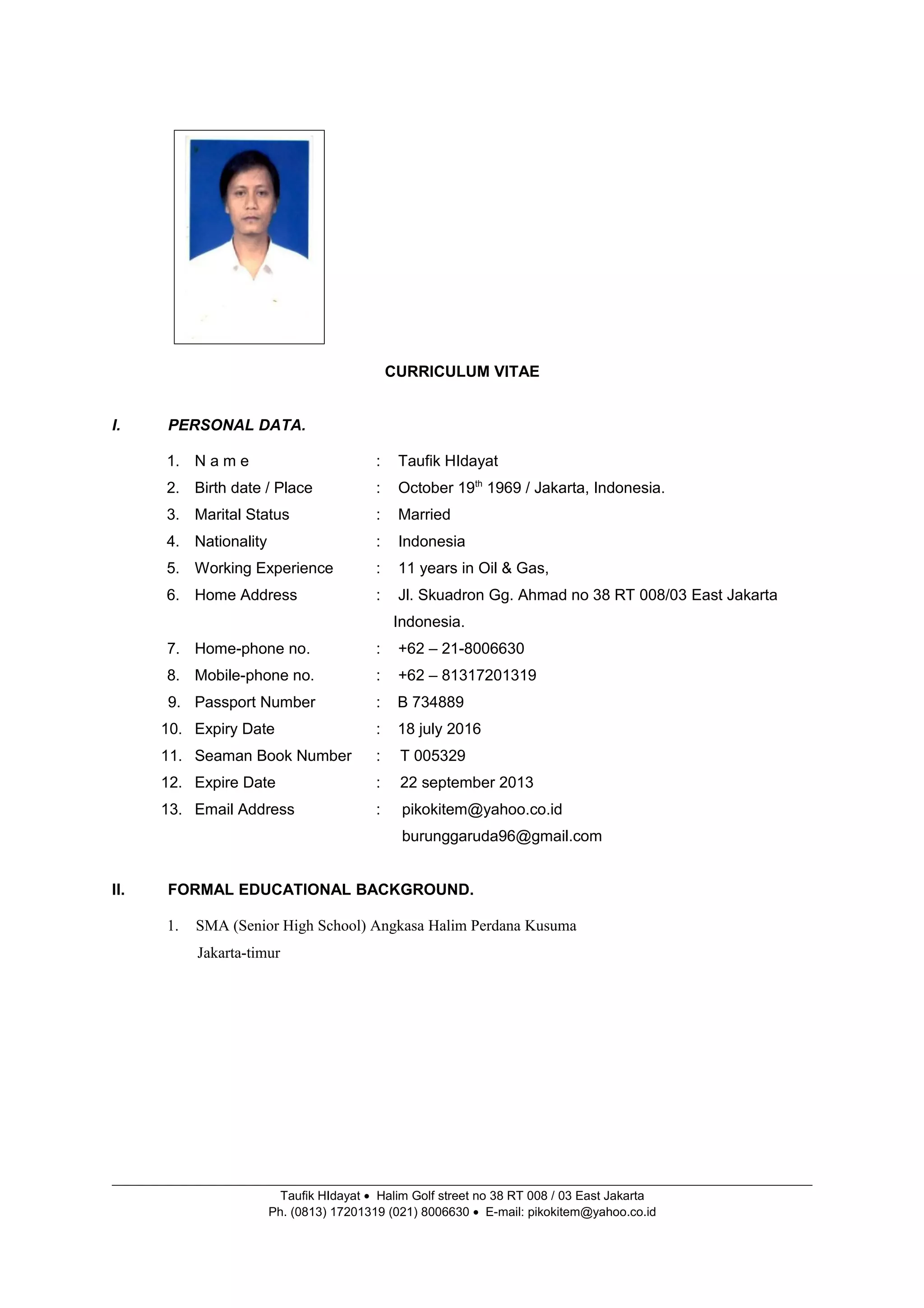 CV Taufik Hidayat | DOC