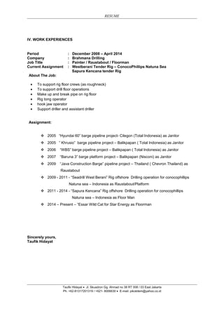 CV Taufik Hidayat | PDF | Free Download